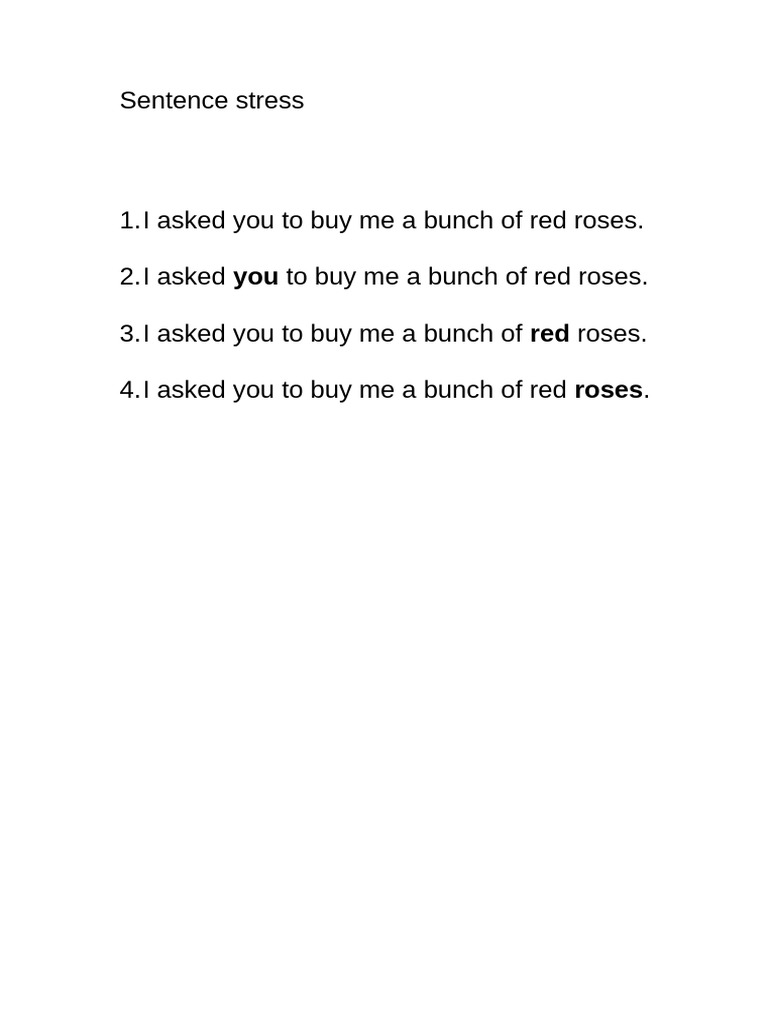 Sentence Stress Examples | PDF