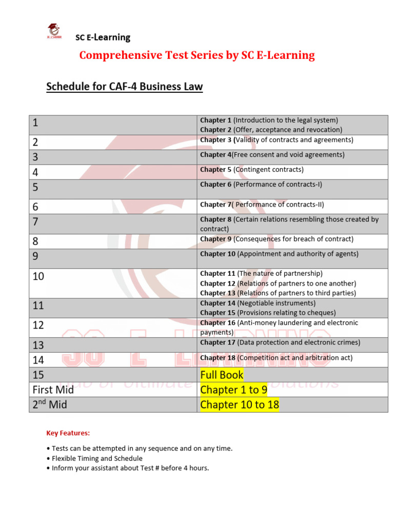 CAF 4 B.law Schedule | PDF | Common Law | Civil Law (Legal System)