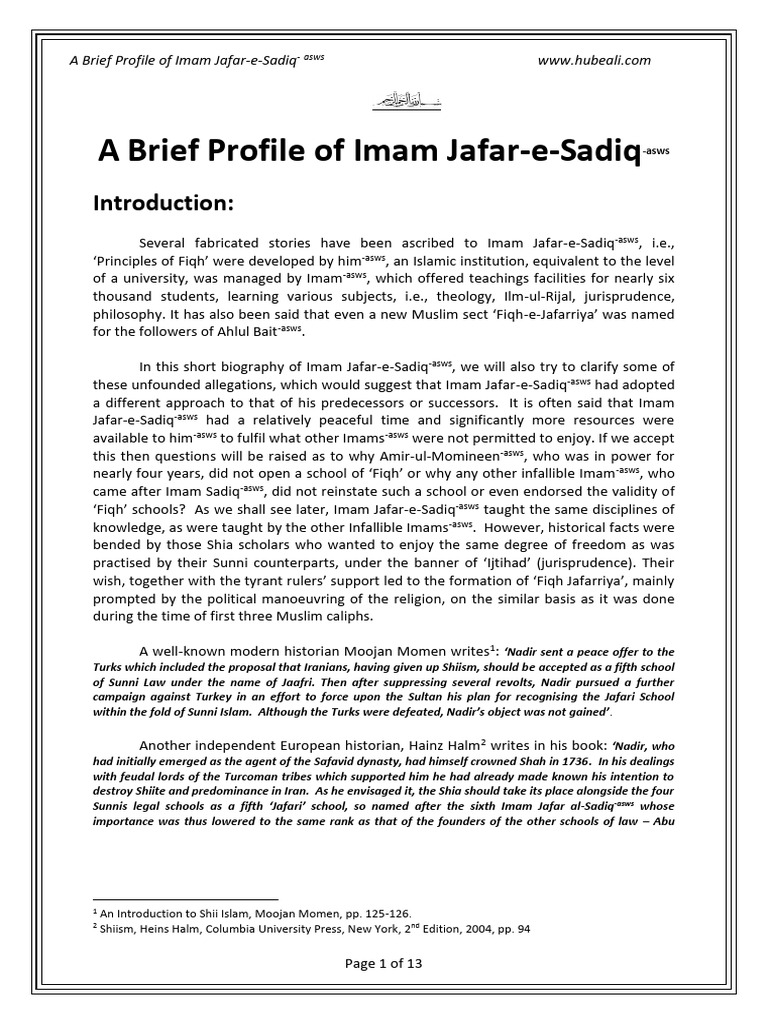 Imam Jafar e Sadiq Asws | PDF | Shia Islam | Sunni Islam
