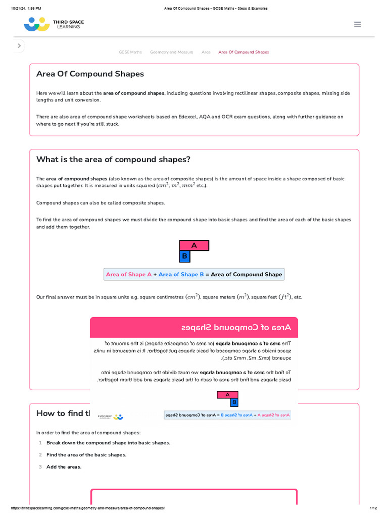 Area of Compound Shapes - GCSE Maths - Steps & Examples | PDF | Area ...