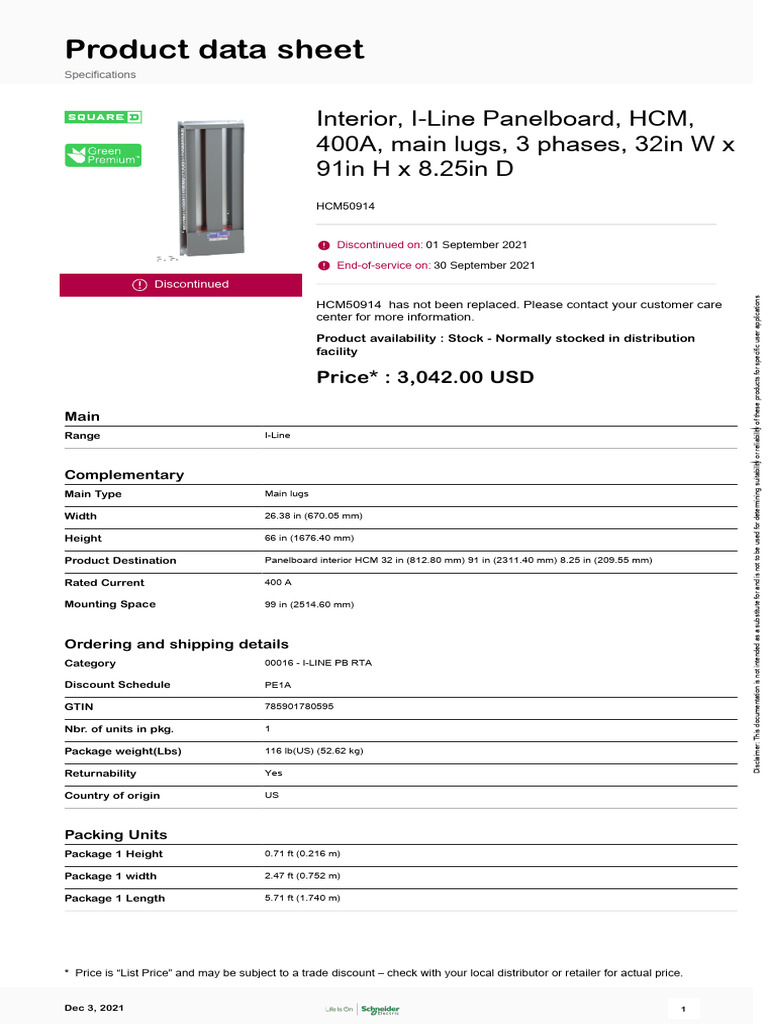 I-Line Power Distribution Panelboards - HCM50914 | PDF