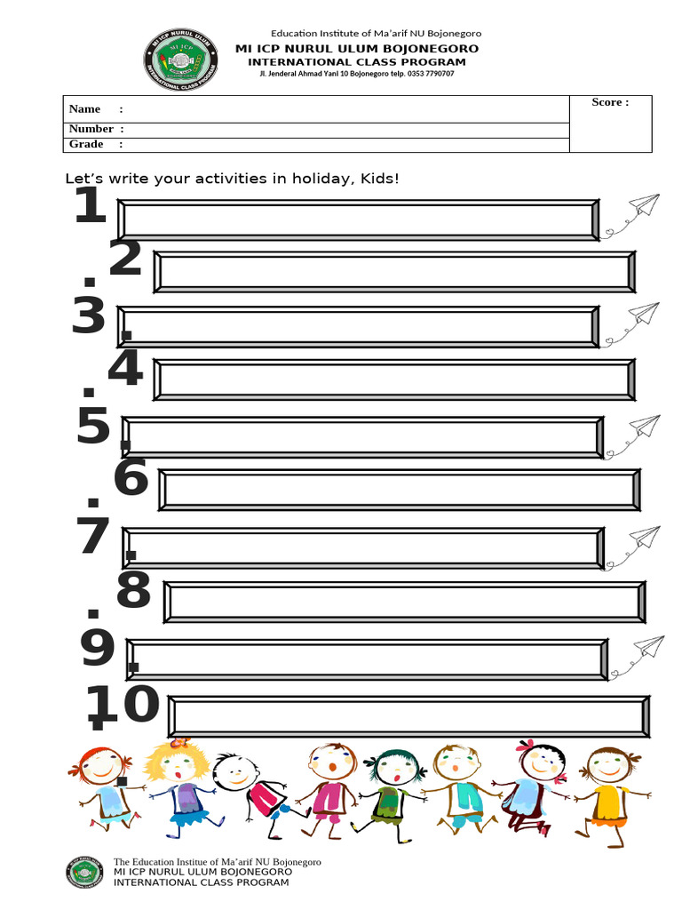 write sentence fun holiday ke 1 | PDF