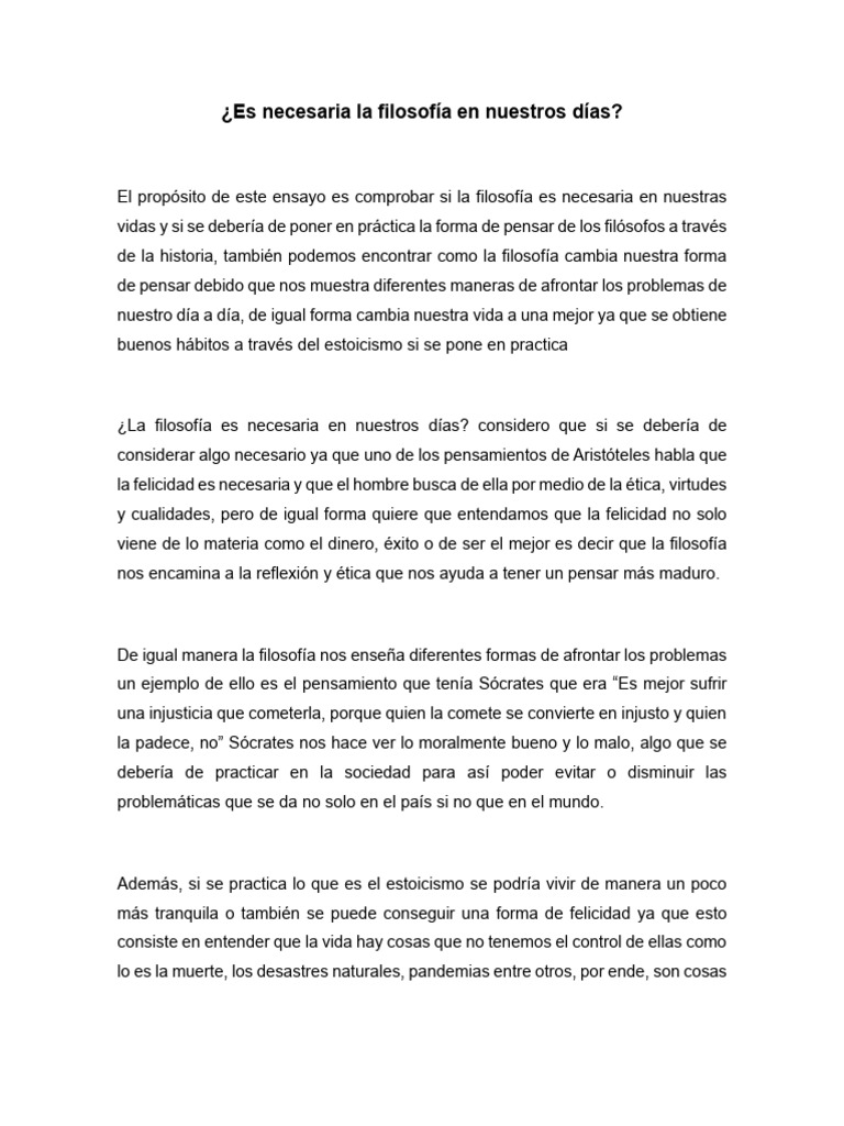 La importancia de la filosofía hoy | PDF | Pensamiento | Estoicismo