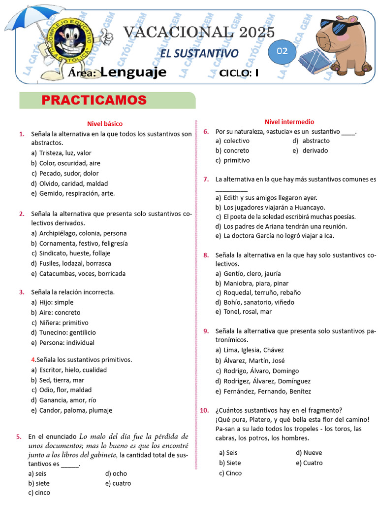 El-sustantivo-para-PRIMER Grado-de-Secundaria | PDF