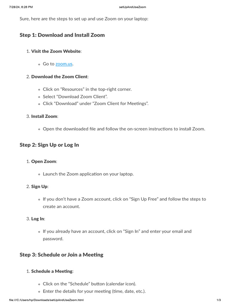 setUpAndUseZoom | PDF | Icon (Computing) | Operating System Families