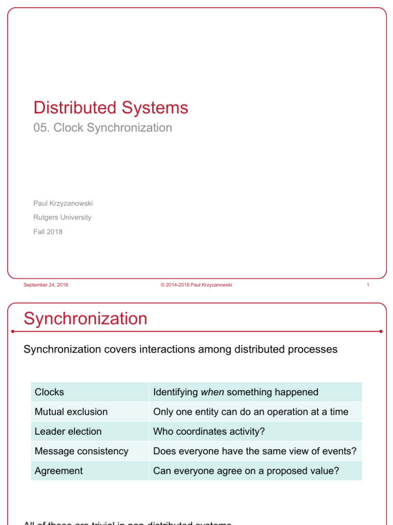05 Clock Synchronization Slides | PDF | Computer Engineering | Computer ...