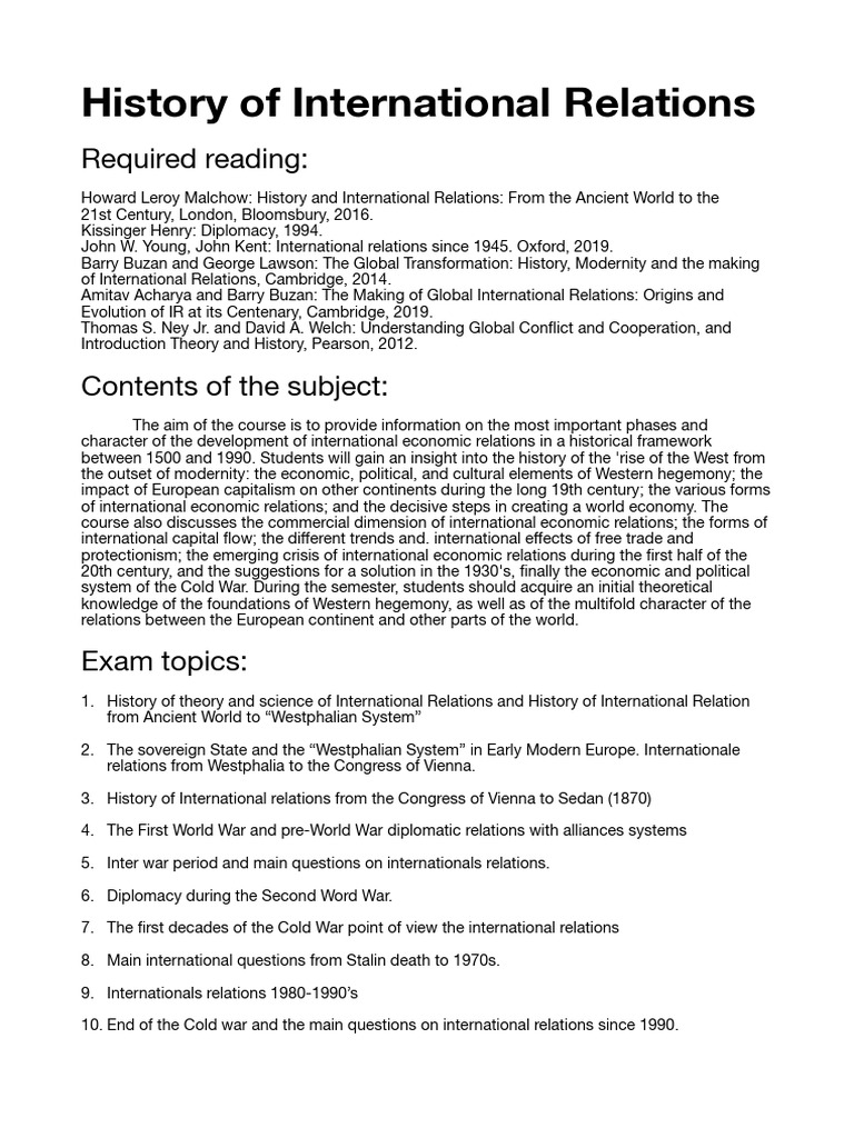 History of International Relations | PDF