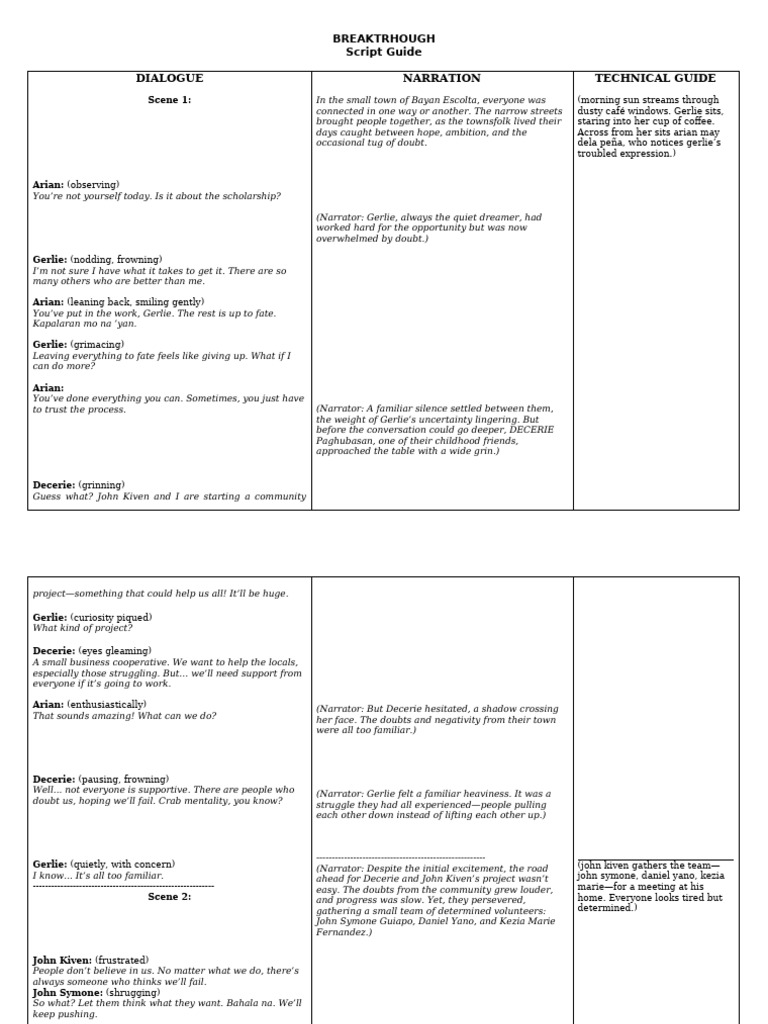 Breaktrhough NSTP Script Guide | PDF