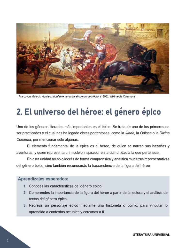 2. El universo del héroe. El género épico. | PDF | Poesía épica | Eneas