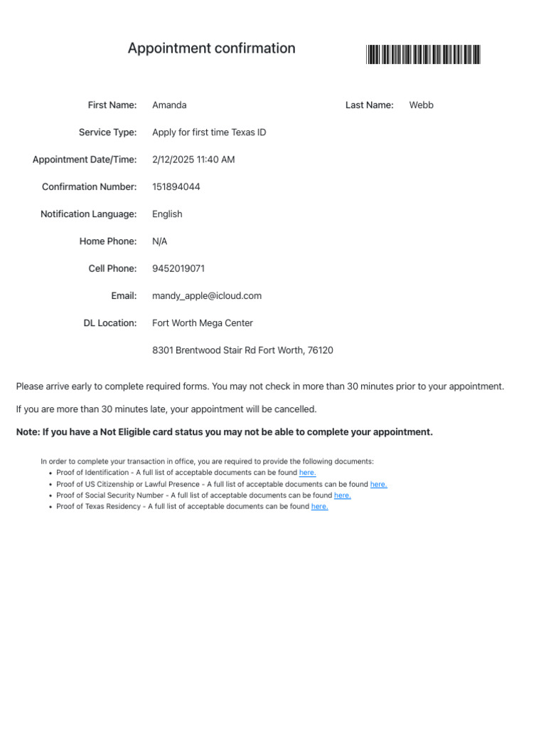 DMV Appt Confirm | PDF