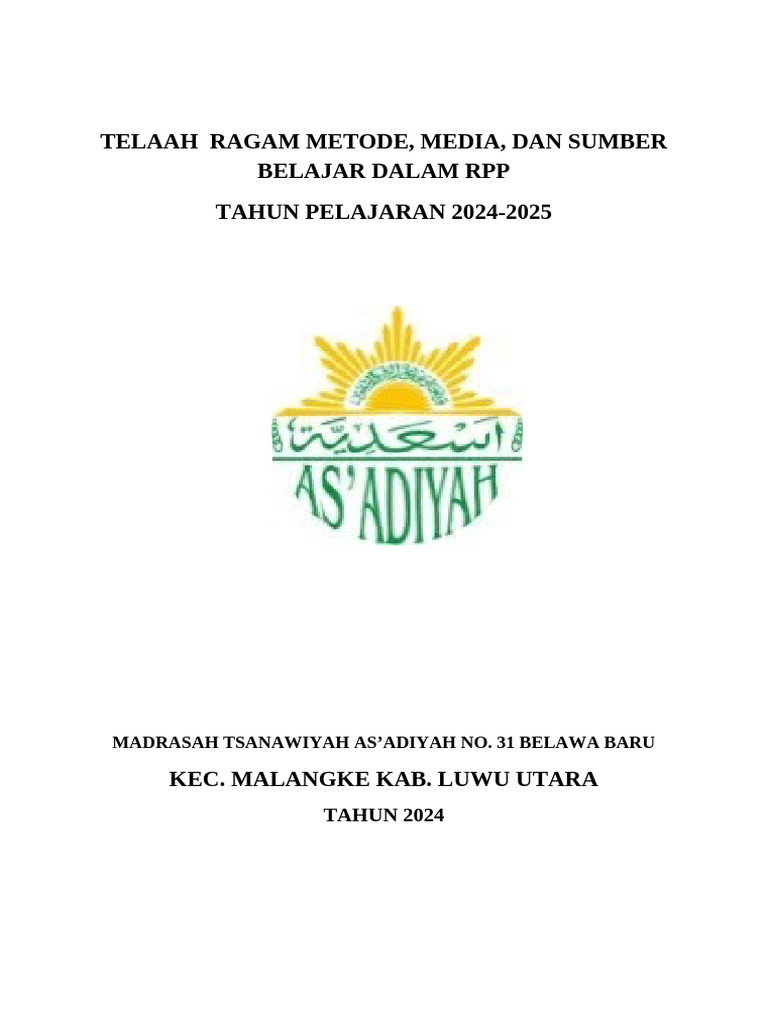 Telaah Metode dan Media RPP 2024-2025 | PDF