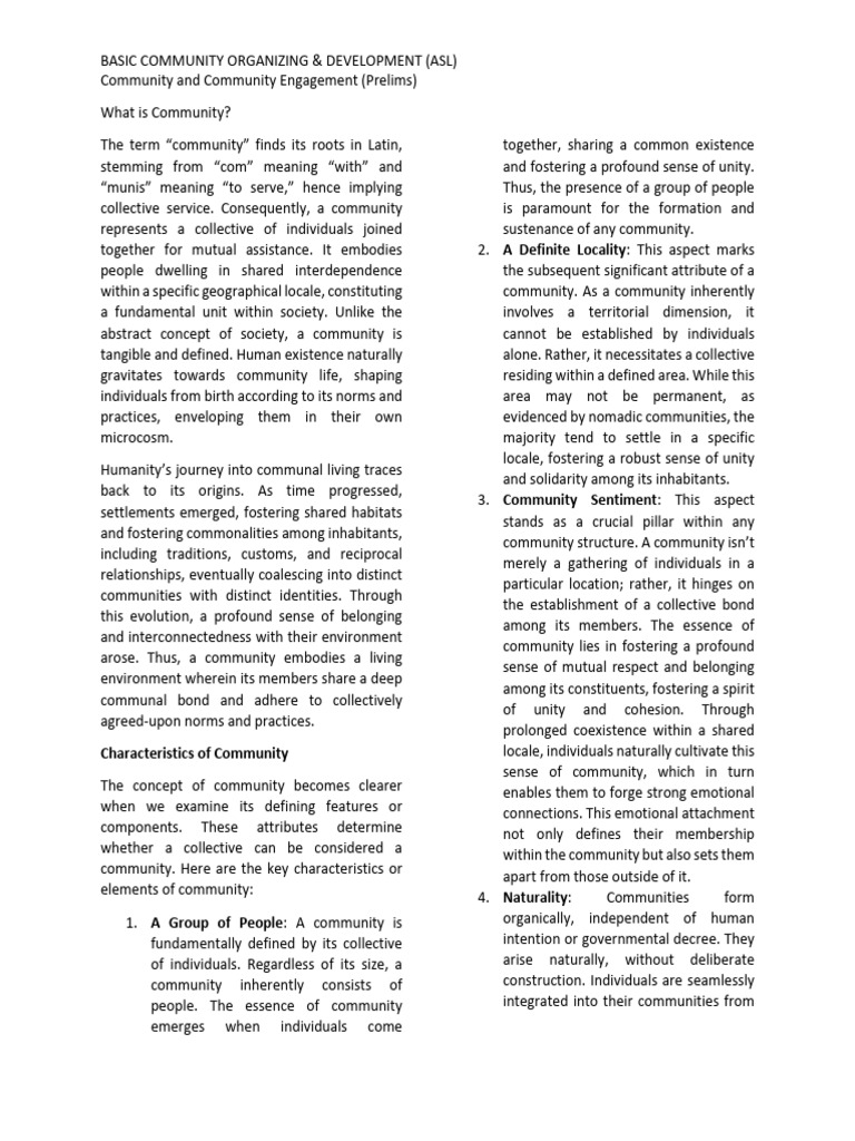 Understanding Community Characteristics | PDF | Community | Identity ...