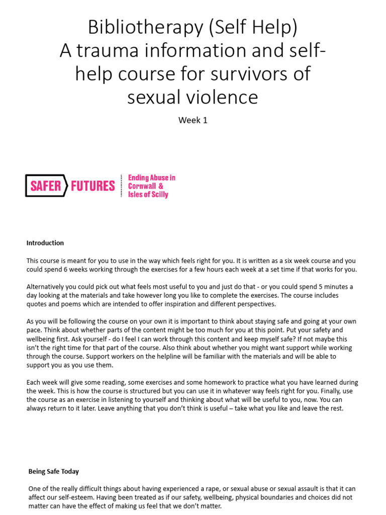 Bibliotherapy-Self-Help-Week-1 | PDF | Psychological Trauma | Thought