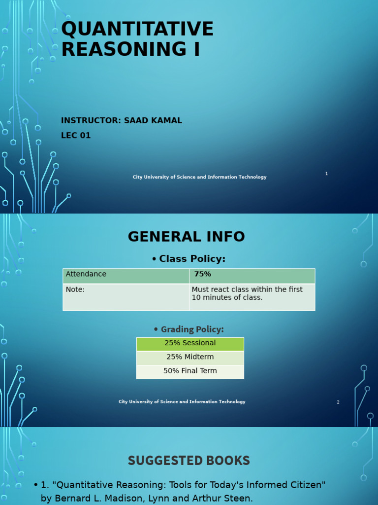A70db9 - Lec-01 Part 1 Quantative Reasoning 1 | PDF | Numbers | Integer