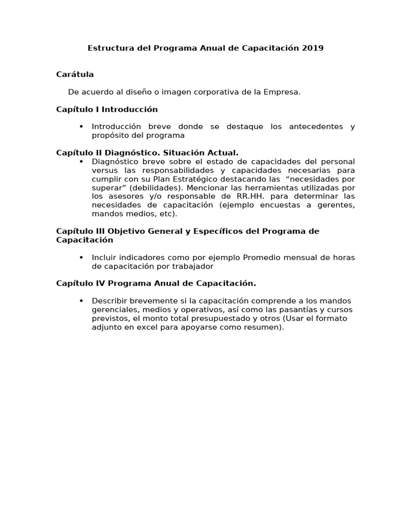 Ejemplo Estructura de Un Programa de Capacitacion | PDF | Presupuesto | Business