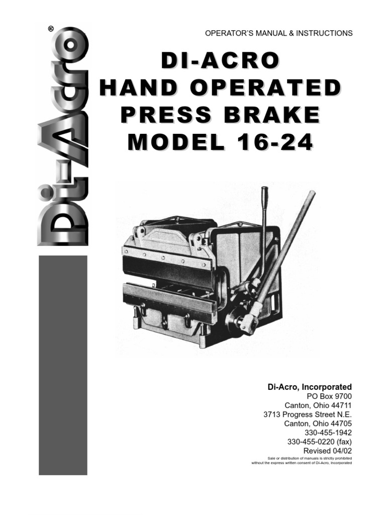 16-24 Press Brake Manual | PDF | Mechanical Engineering | Industries
