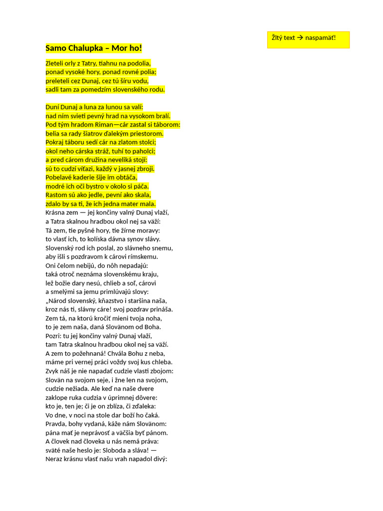 Samo Chalupka - Mor ho! | PDF