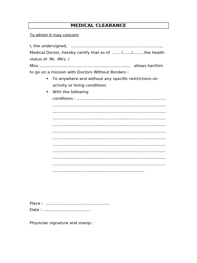 SEU Medical Clearance Certificate | PDF