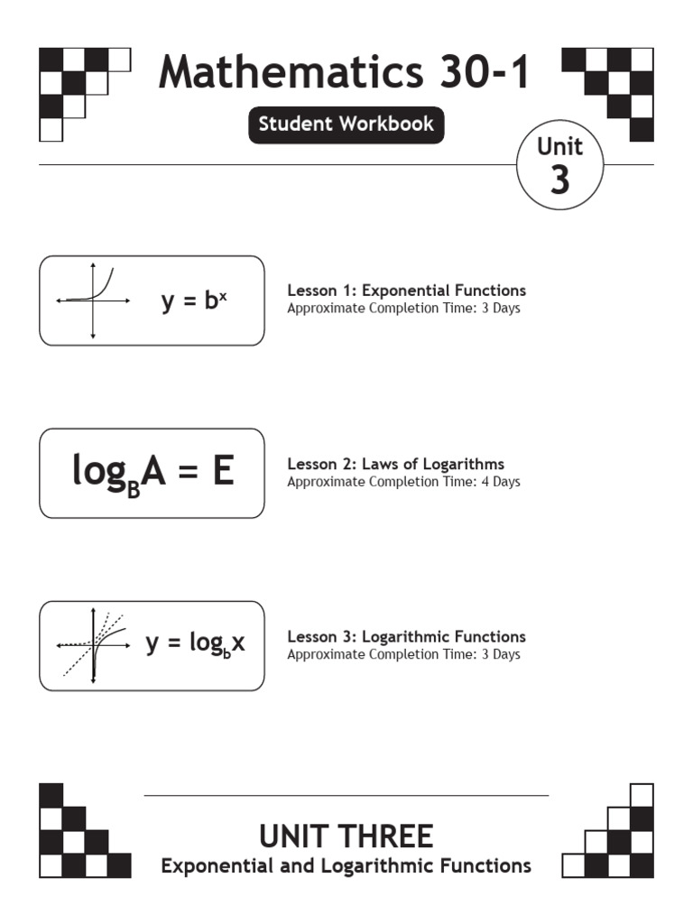 Math30-1 Workbook Unit3 Exponents and Logarithms | PDF | Function (Mathematics) | Exponential ...