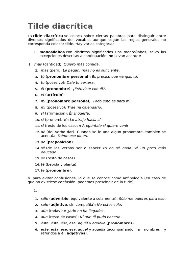 Uso de la tilde diacrítica en español | PDF | Sílaba | Lingüística