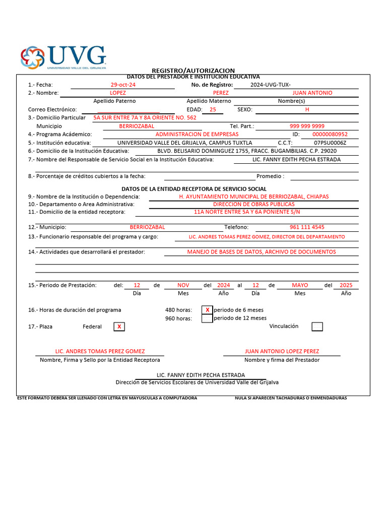 Ejemplos Del Llenado de Formatos de SS | PDF