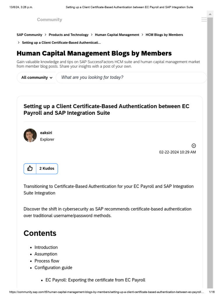 Configuring EC Payroll Certificate Auth | PDF | Authentication | Human Resource Management