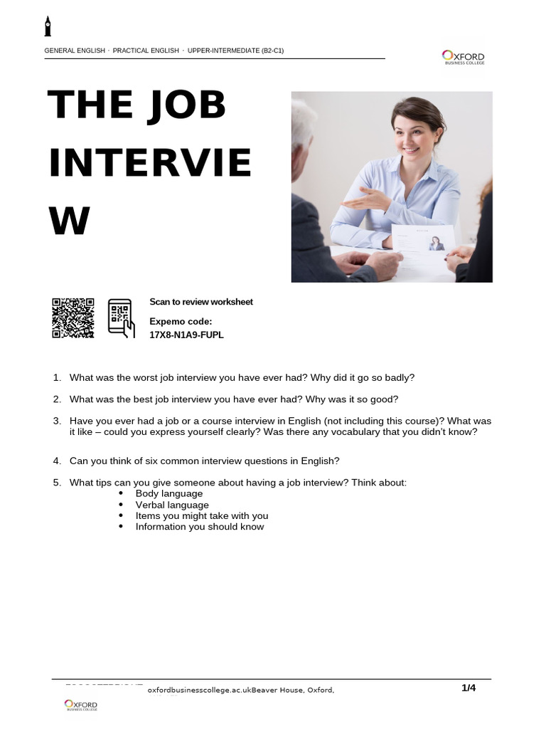 The Job Interview British English Student Ver2 BW | PDF | Job Interview | English Language