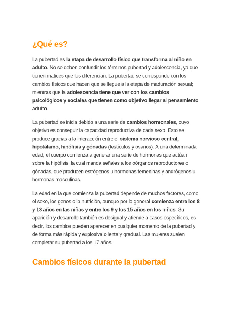 Cambios en la Pubertad: Guía Completa | PDF | Pubertad | Adolescencia