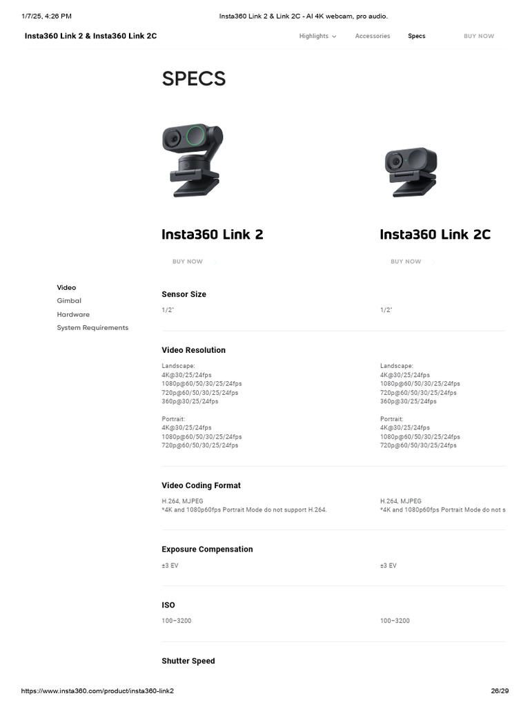 Insta360 Link 2 & Link 2C - AI 4K Webcam, Pro Audio | PDF | Graphics ...