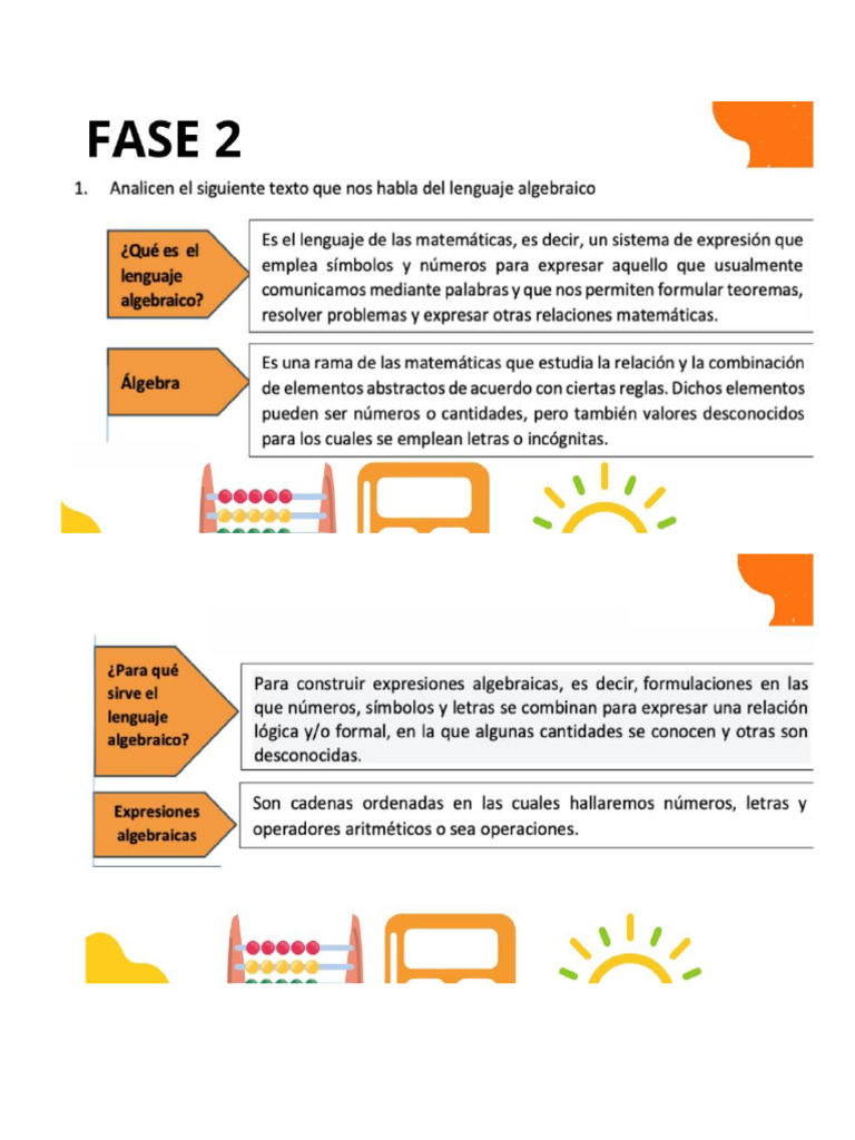 Lenguaje Algebraico Esquema | PDF