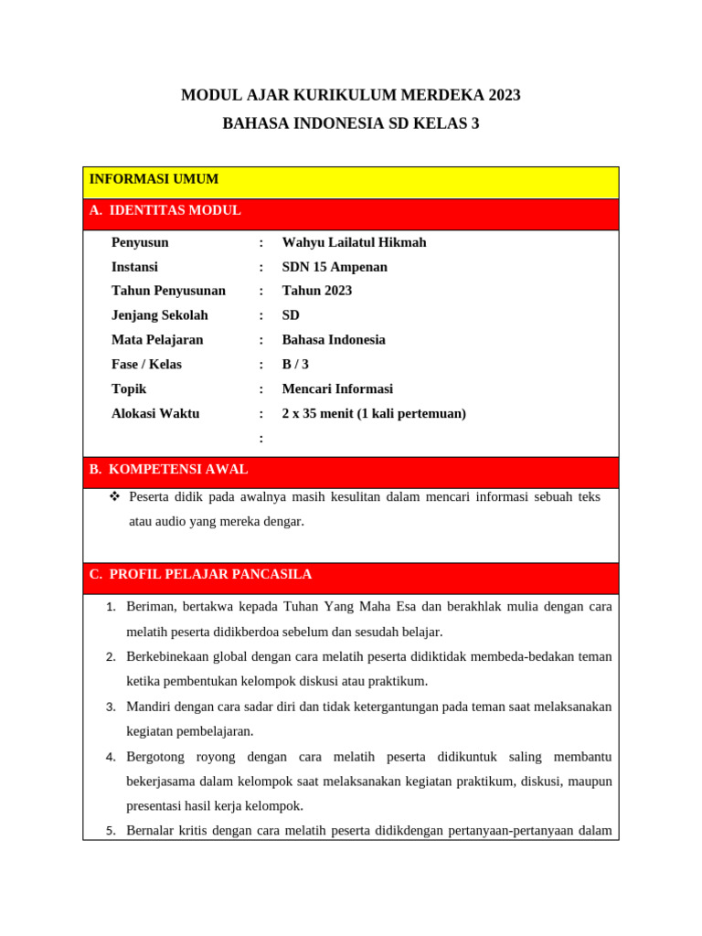 Modul Ajar Wahyu | PDF