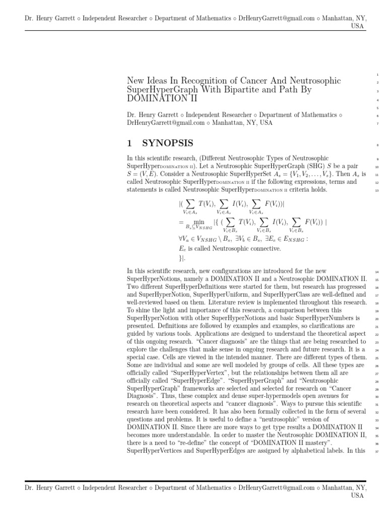 New Ideas in Recognition of Cancer and Neutrosophic SuperHyperGraph With Bipartite and Path by ...