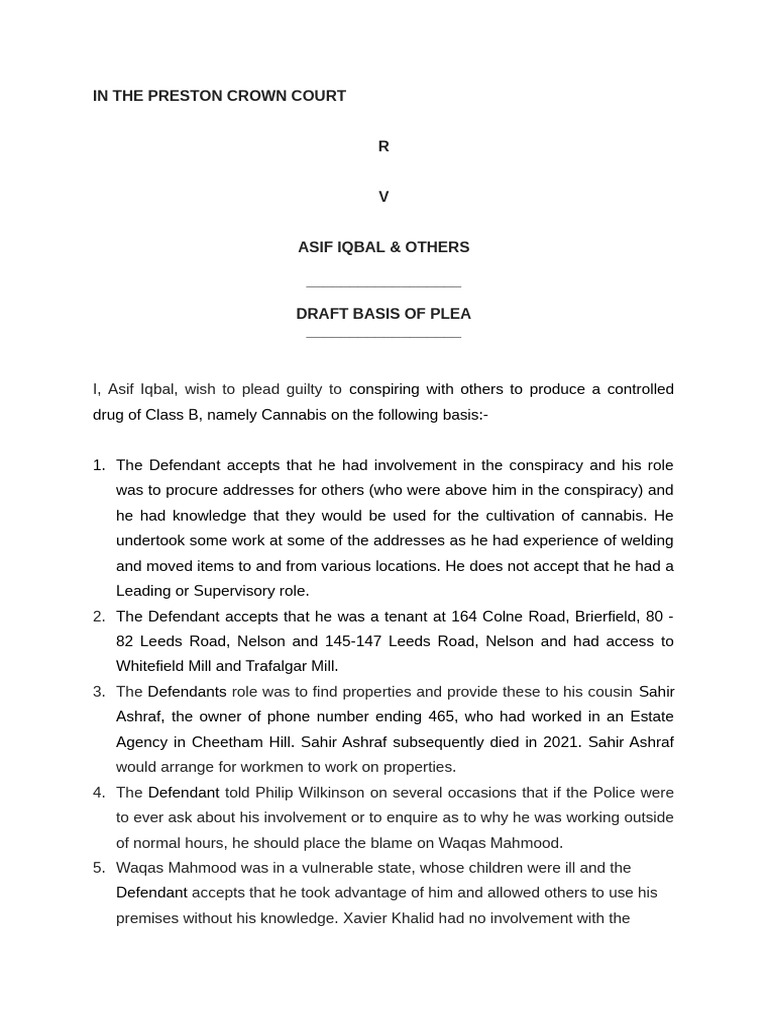 Basis of Plea Asif Iqbal | PDF