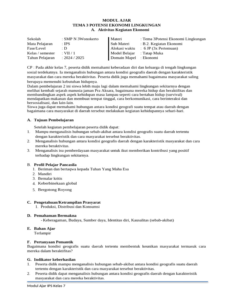 Tema 3. B.2 Kegiatan ekonomi 25 | PDF