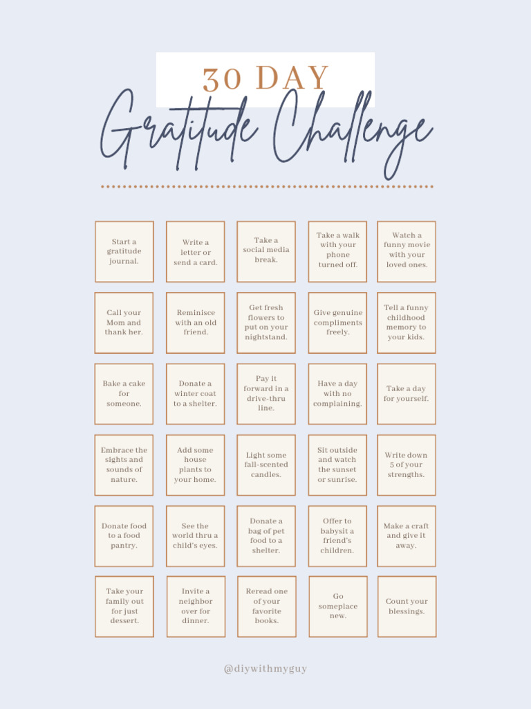 30-Day Gratitude Challenge Ideas | PDF