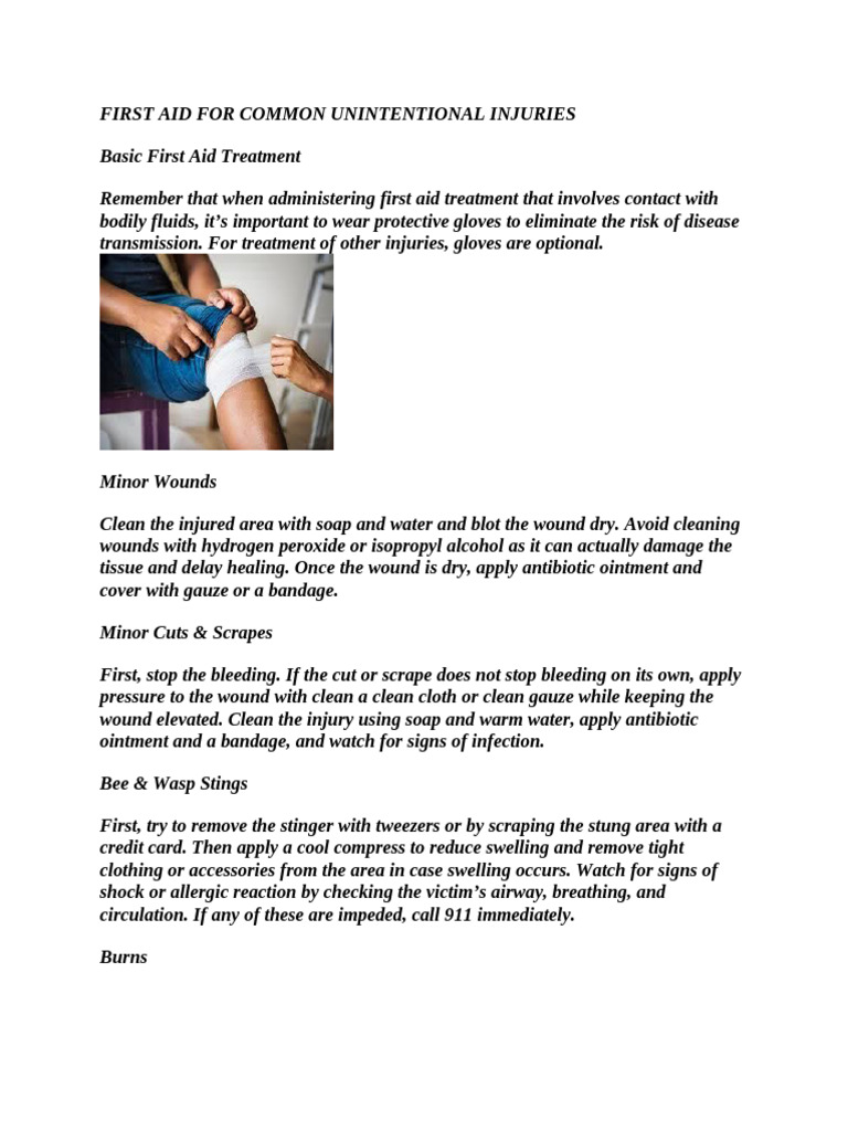 First Aid for Common Injuries Guide | PDF | Wound | Burn