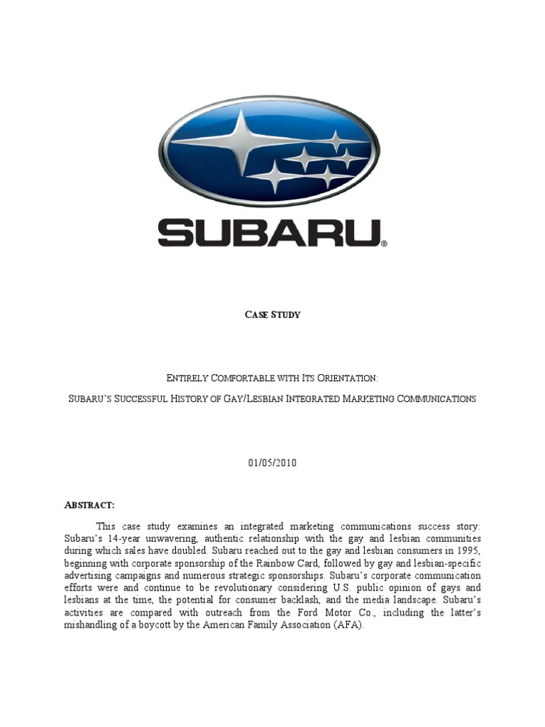 Subaru Case Study | PDF | Human Rights Campaign | Advertising
