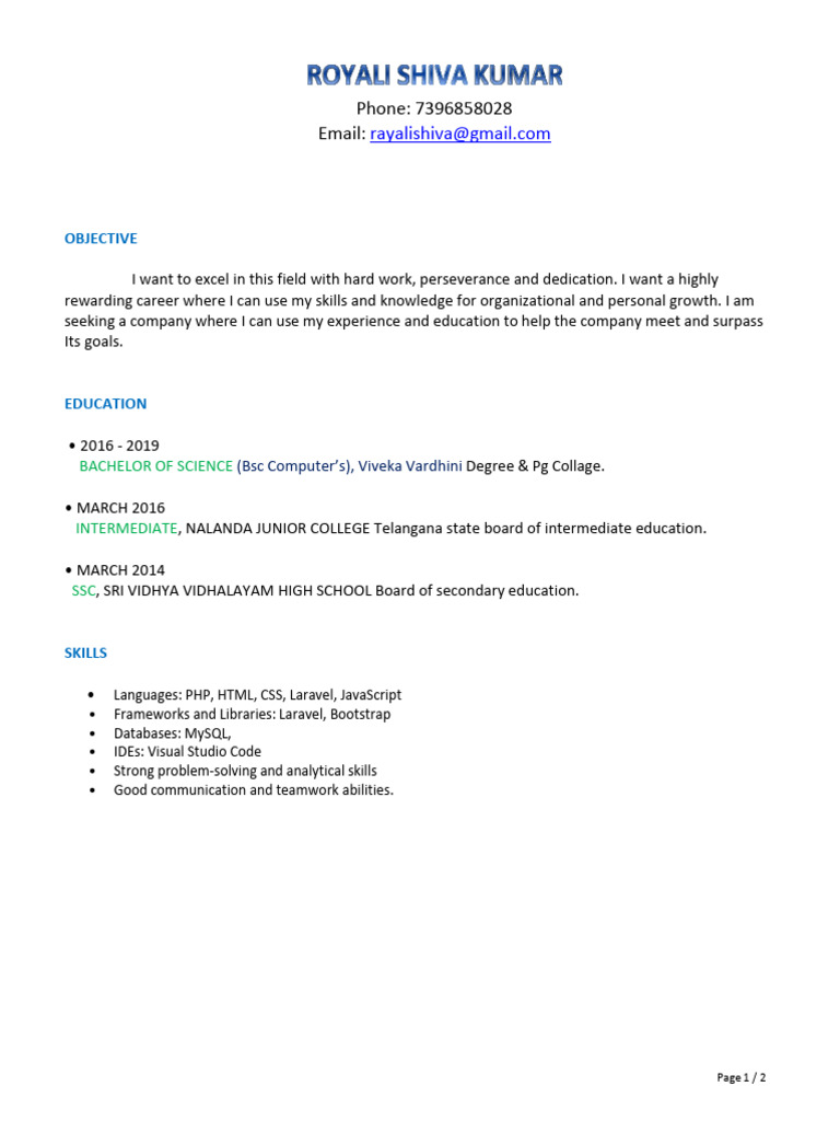 Royali Shiva Kumar-1 | PDF | Web Development | World Wide Web