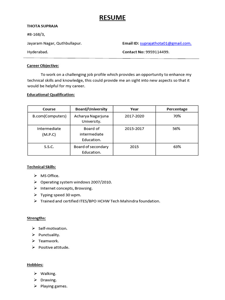 Supraja_thota_CV01 | PDF