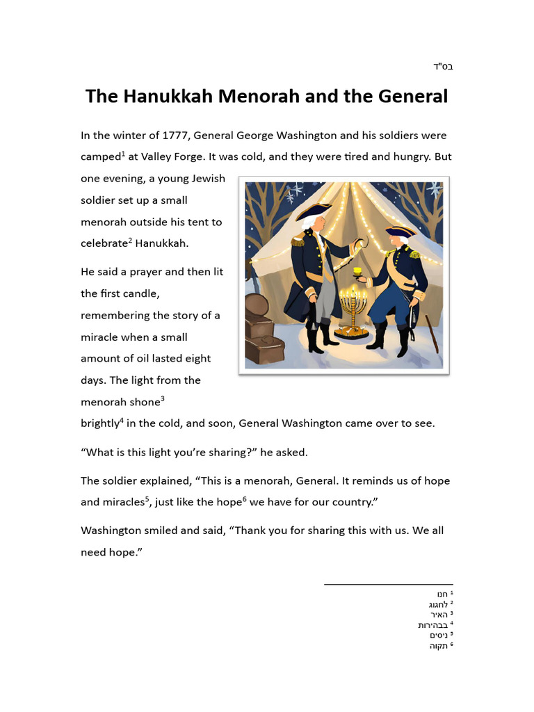 The Hanukkah Menorah and The General | PDF | Hanukkah | December ...