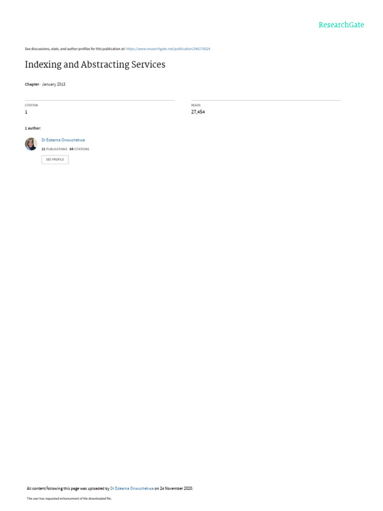 Indexingand Abstracting Services | PDF | Search Engine Indexing | Abstract (Summary)