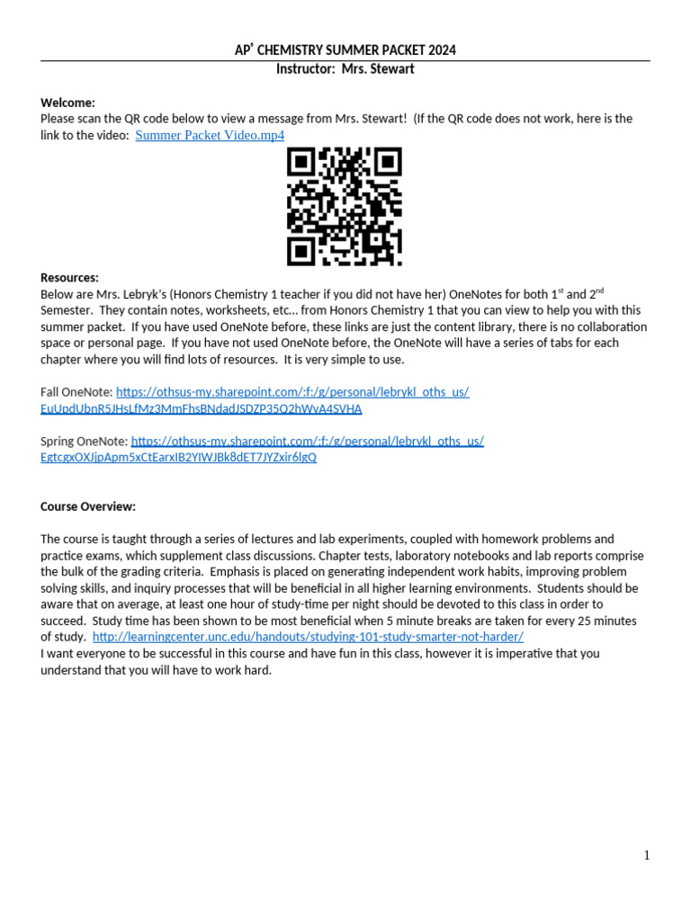 2024 AP CHEMISTRY SUMMER PACKET | PDF | Significant Figures | Ion