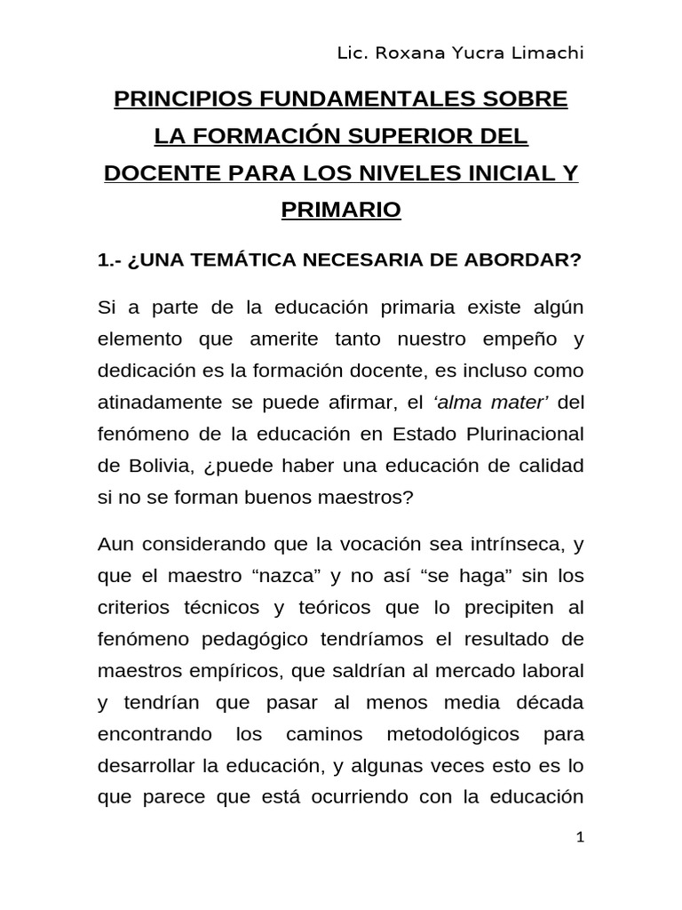 PRECEPTOS Y CONSIDERACIONES PARA LA FORMACI_N SUPERIOR DOCENTE | PDF | Maestros | Pedagogía