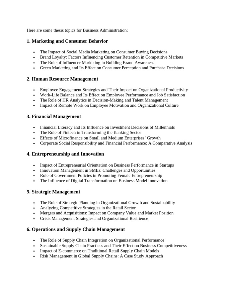 Business Administration Thesis Topics | PDF | Corporate Social ...