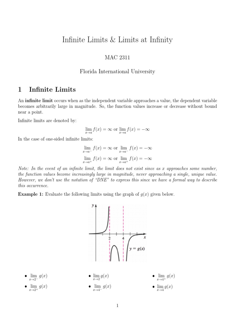Infinite Limits and Asymptotes Explained | PDF | Asymptote | Infinity