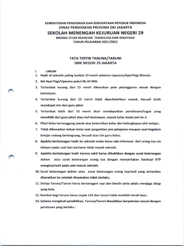 Tata Tertib Taruna Taruni 2023 | PDF