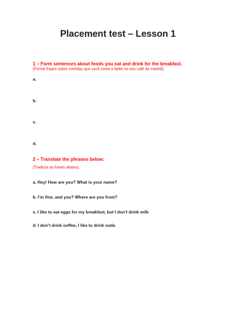 Placement Test - 1 | PDF