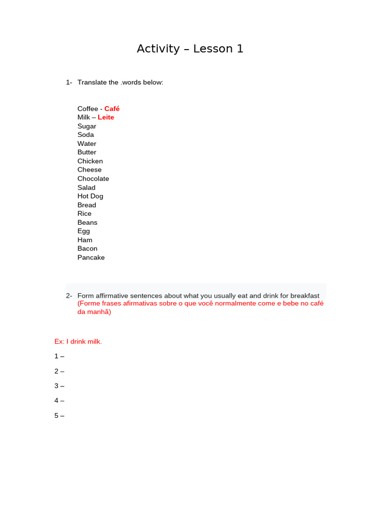 Activity - Lesson 1 | PDF