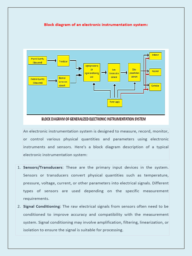 Block Diagram of An Electronic Instrumentation System | PDF ...
