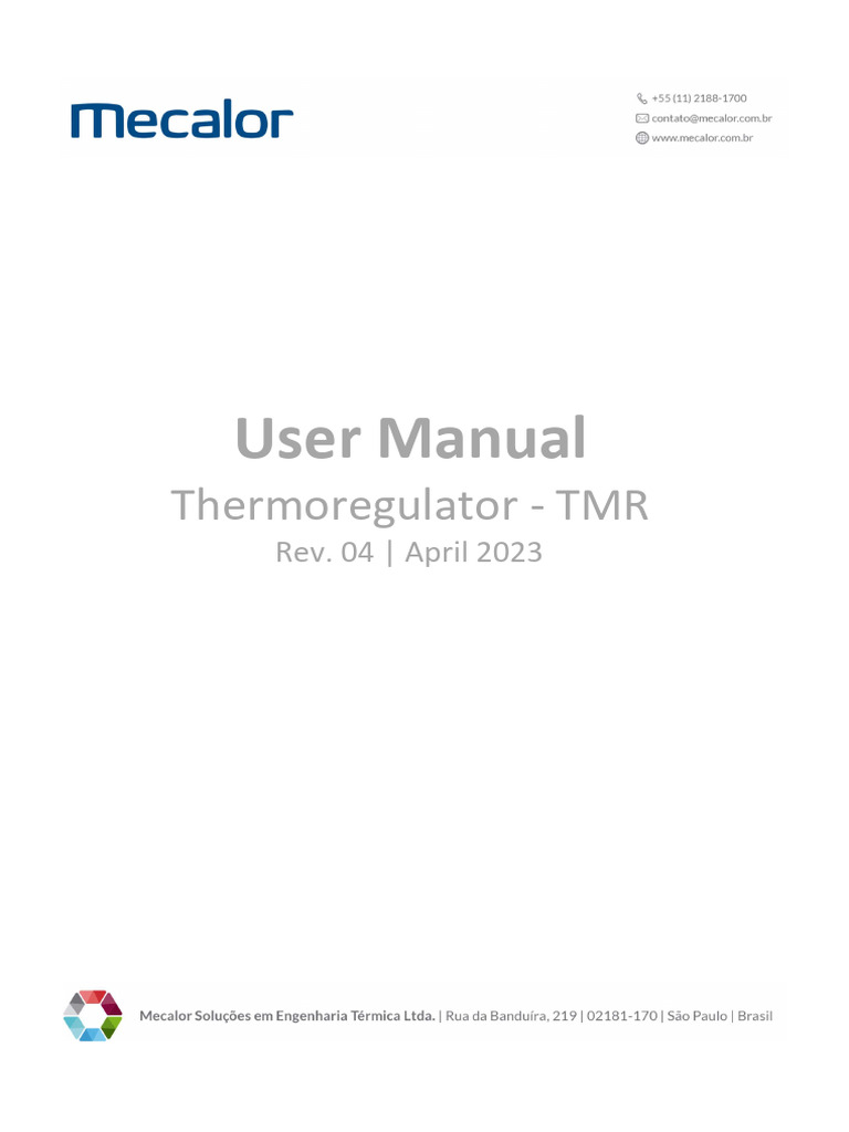 Manual do Usuario TMR - TermoRegulador - REV.04 - INGLÊS | PDF | Pipe ...